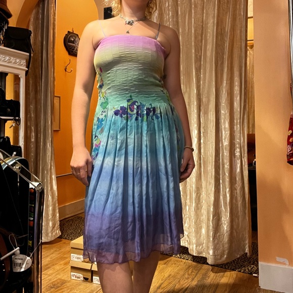 Vintage | Dresses | Vintage Silk Chiffon Water Color Dress | Poshmark